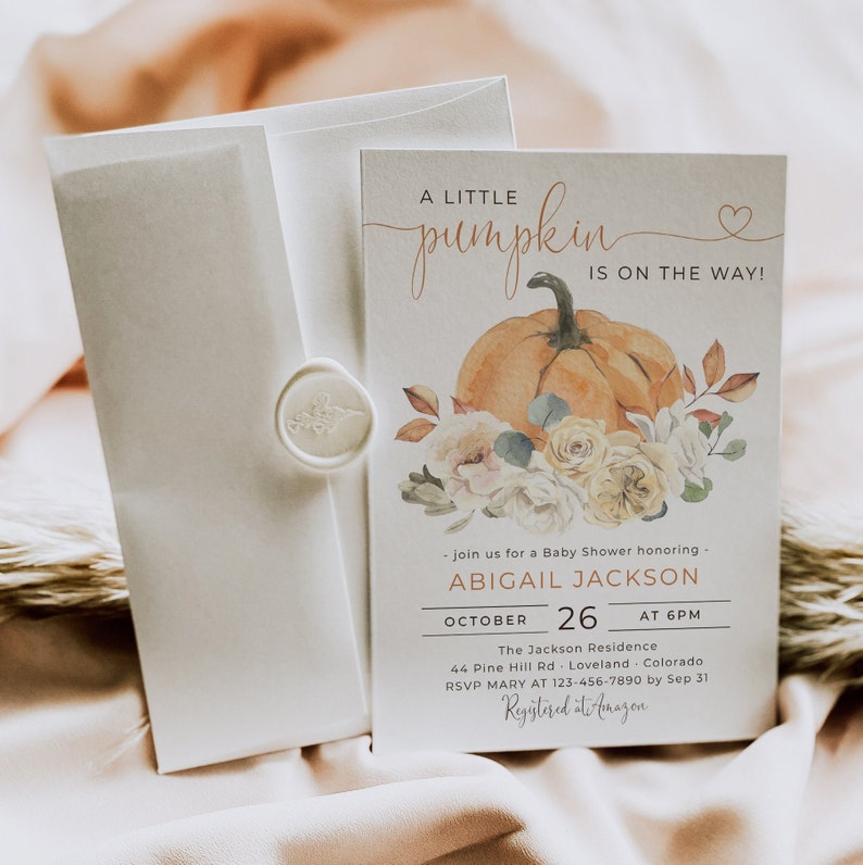 Editable Pumpkin Baby Shower Invitation a Little Pumpkin is - Etsy