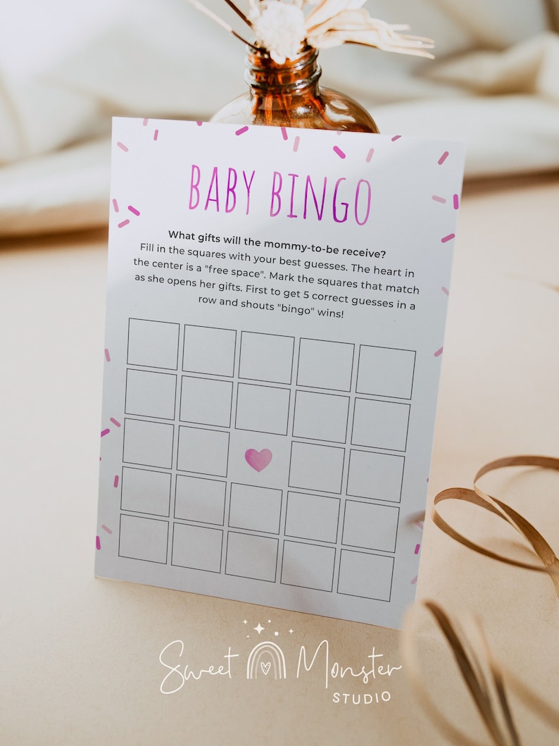 Sprinkle Baby Bingo Game Template, Editable Baby Sprinkles Bingo Card ...