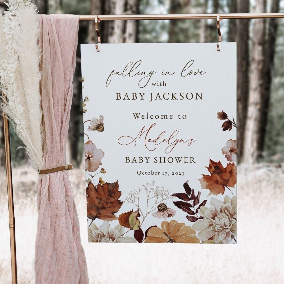Fall Baby Shower Welcome Sign Template, Editable Falling in Love Lawn ...