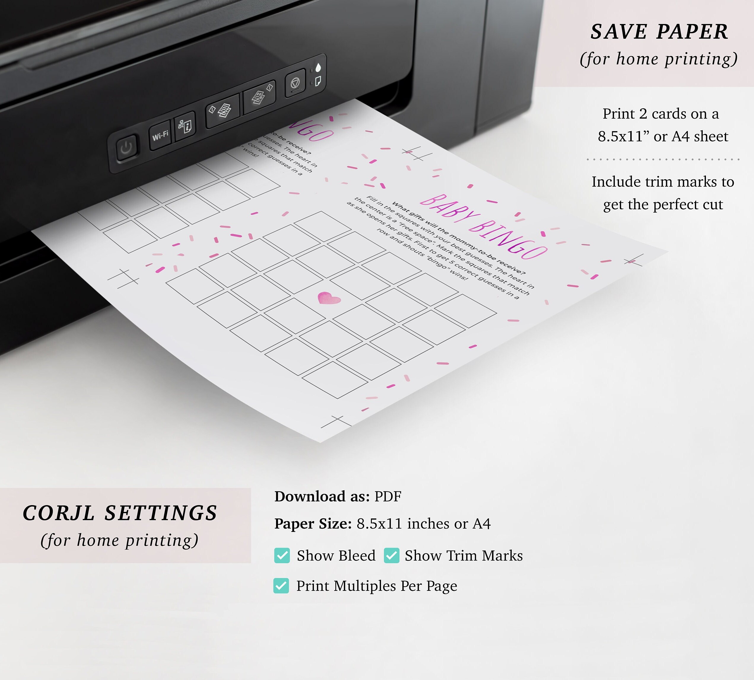 Sprinkle Baby Bingo Game Template, Editable Baby Sprinkles Bingo Card ...
