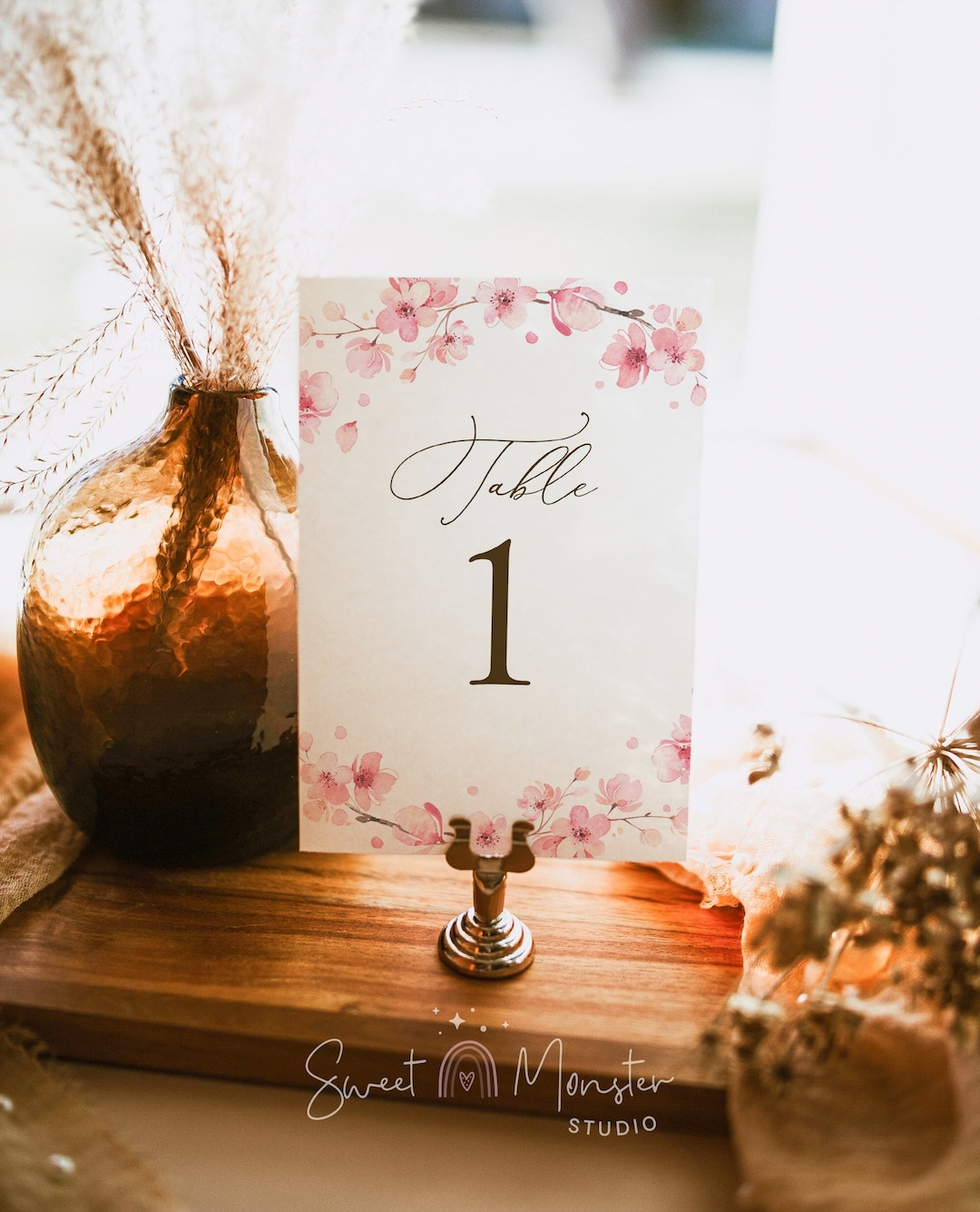 Cherry Blossom Table Number Template, Editable Spring Sakura Pink Table ...
