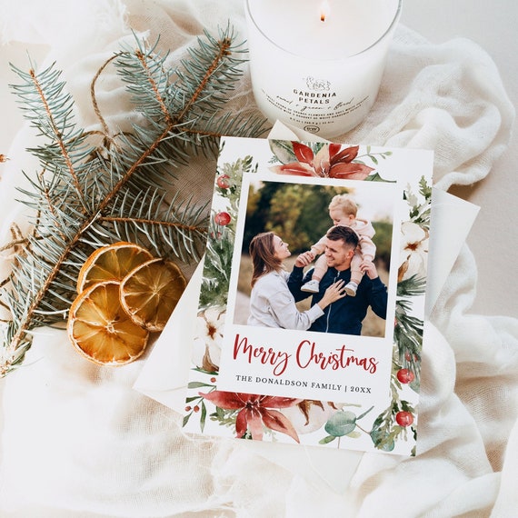 Editable Christmas Card With Photo Photo Holiday Card - Etsy