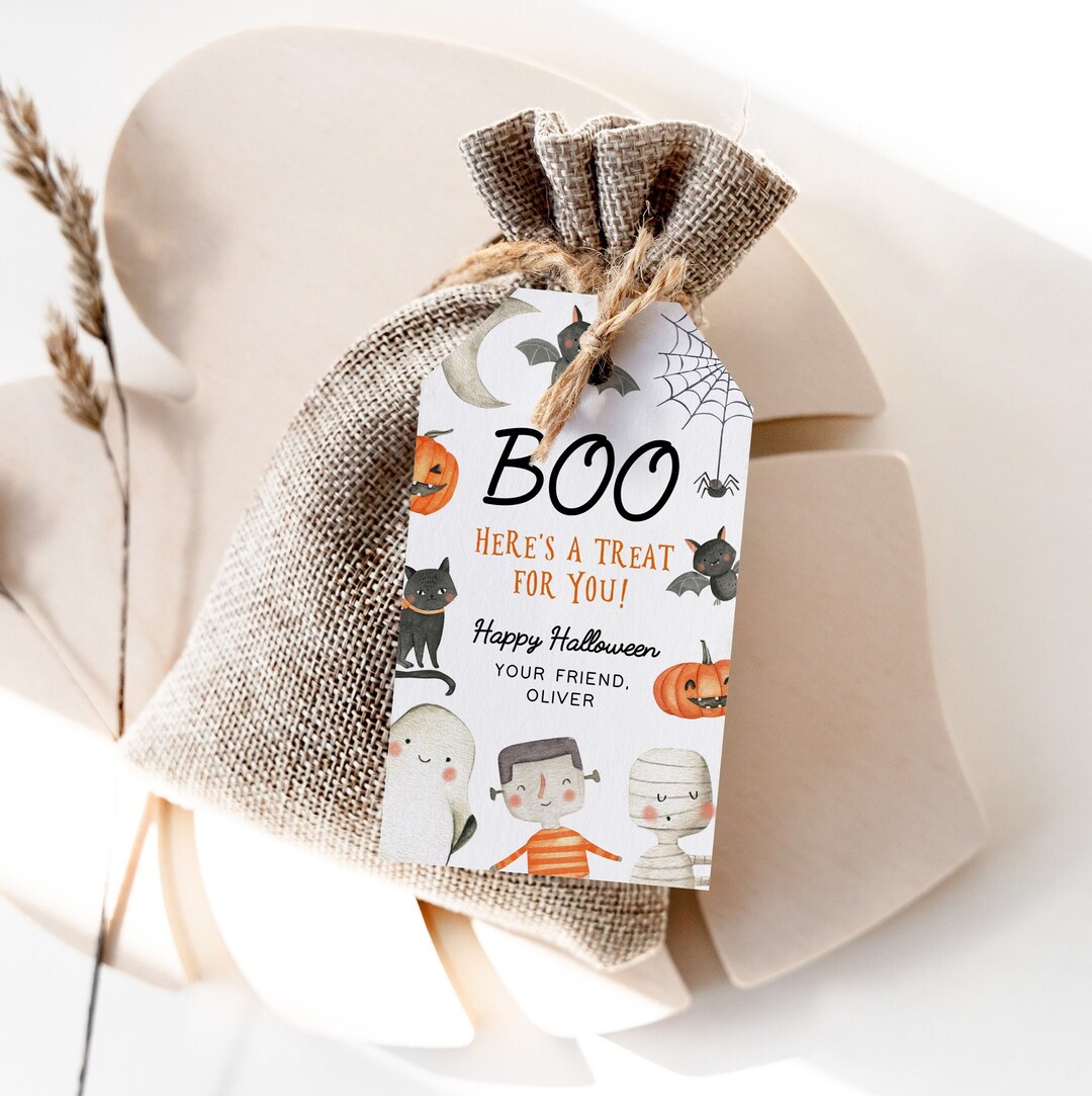 Editable Halloween Birthday Party Favor Tag, Pumpkin Monsters Halloween ...