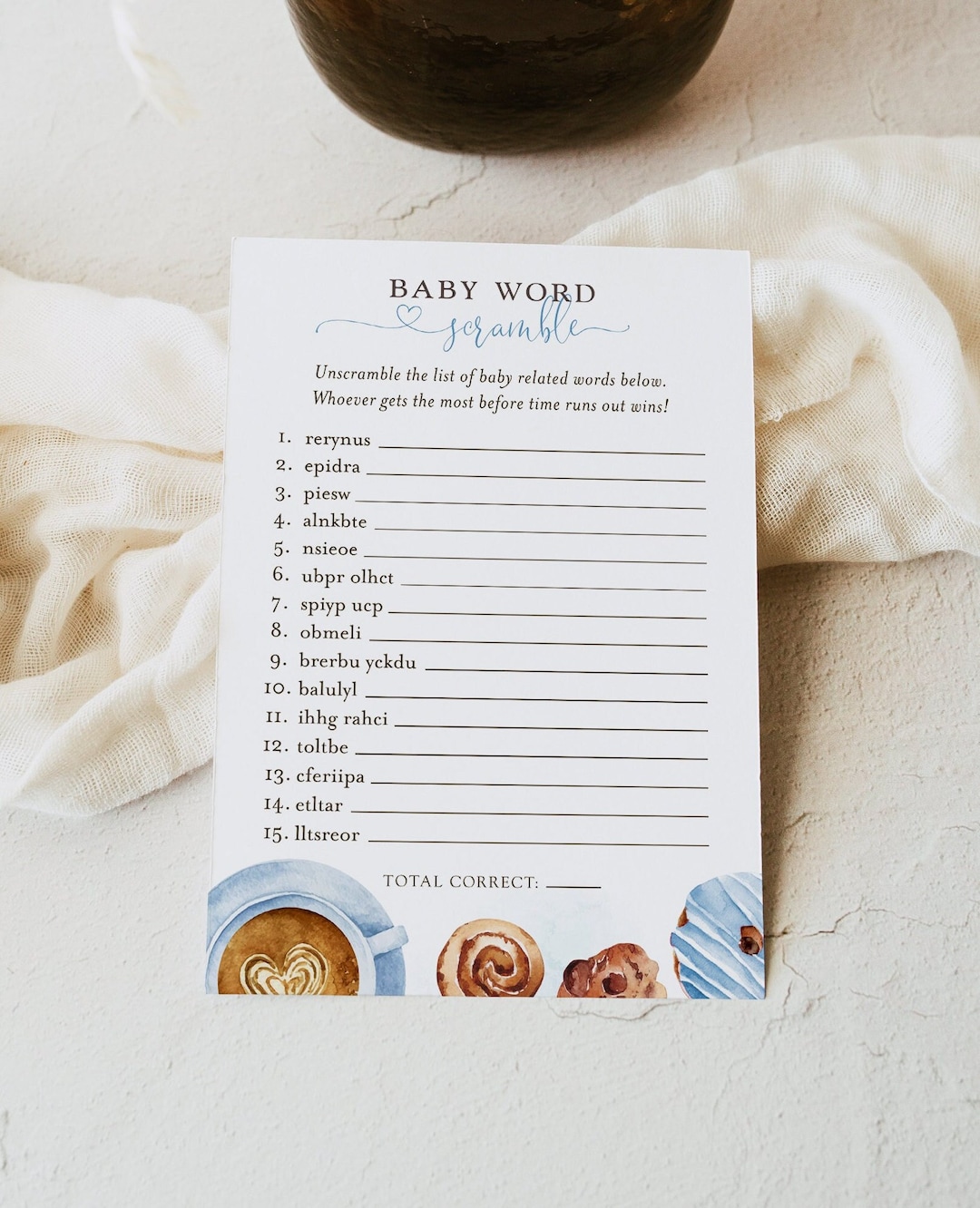 Coffee Brewing Baby Word Scramble Game, Editable Coffee Baby is Brewing ...