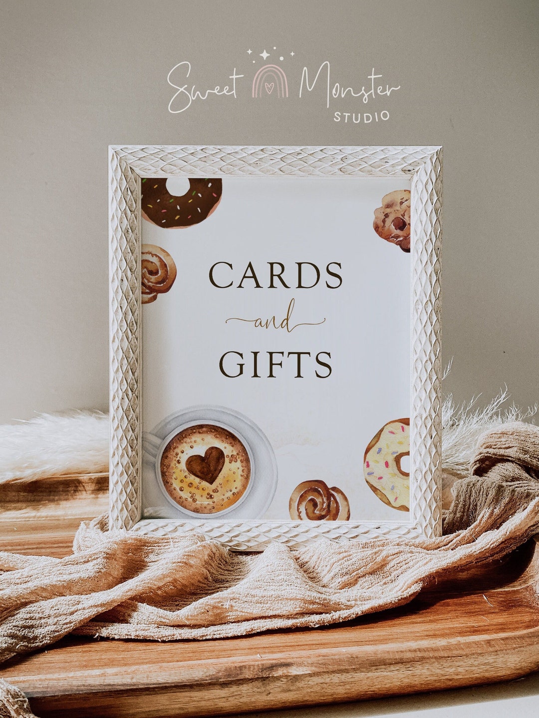 Editable Coffee Cards and Gifts Sign, Something Sweet is Brewing Baby ...