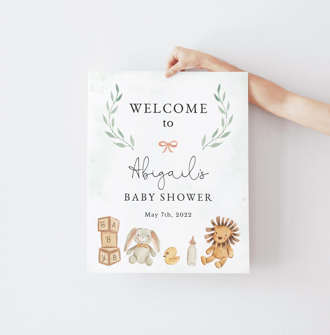 Gender Neutral Baby Shower Welcome Sign Template, Editable Beige Boho ...