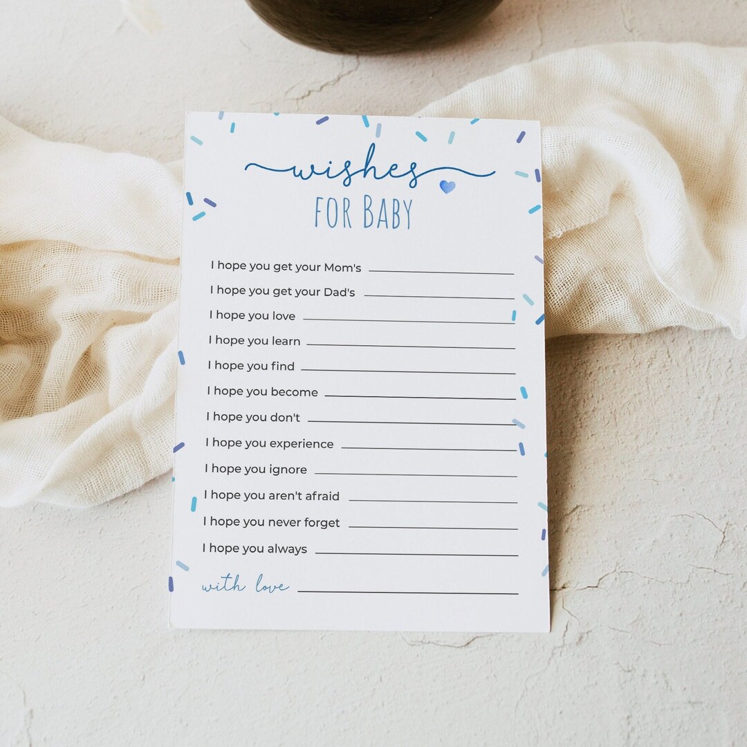 Sprinkle Wishes for Baby Card, Editable Advice for Baby, Well Wishes ...