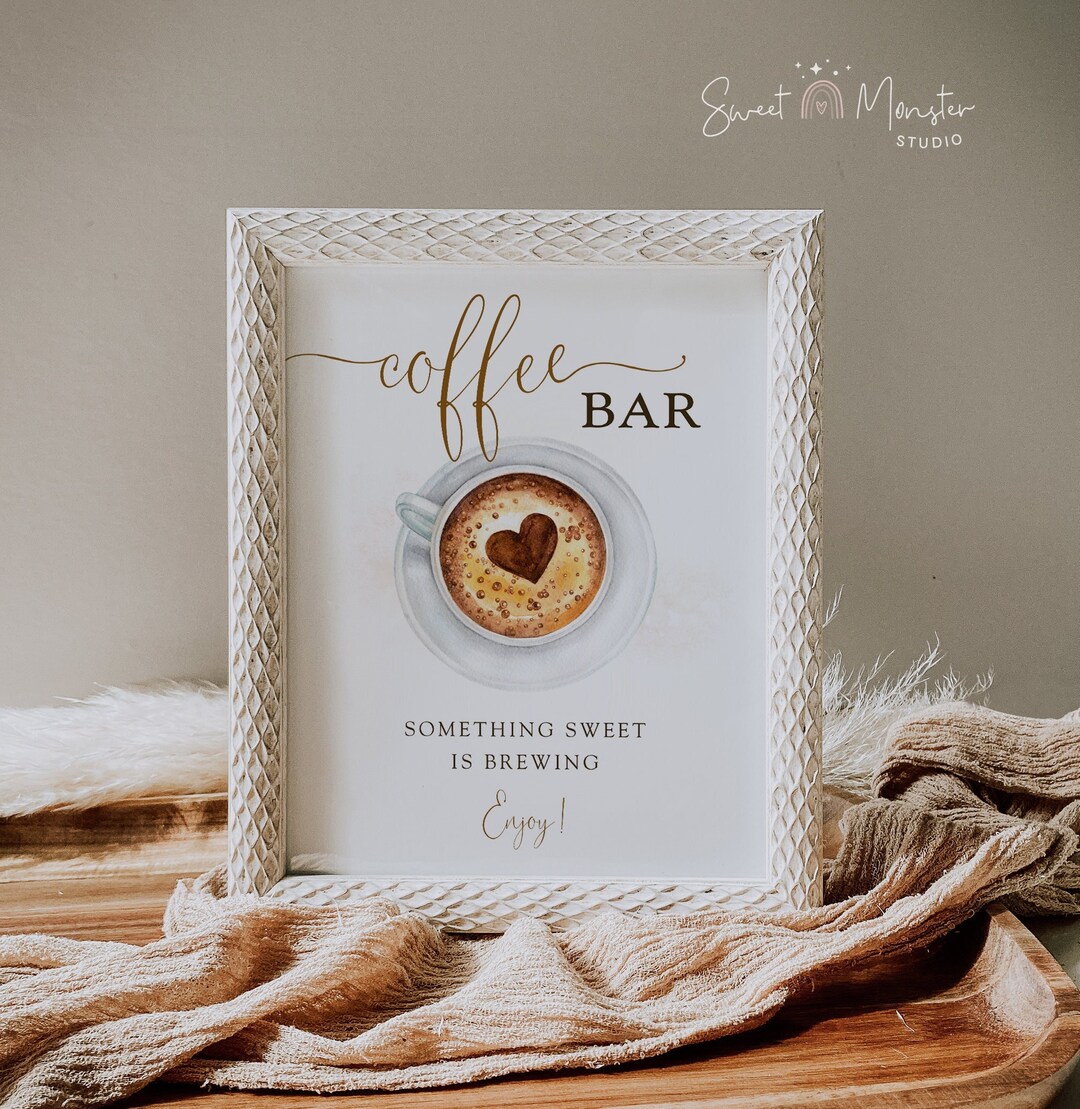 Editable Coffee Bar Sign Something Sweet is Brewing Baby - Etsy