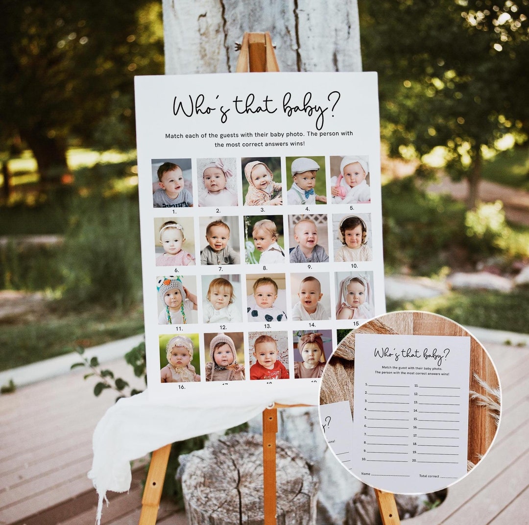 Who's That Baby Game, Minimalist Guess the Baby Photo Baby Shower Game ...
