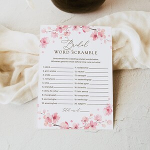Cherry Blossom Word Scramble Bridal Shower Game With Answer Key ...