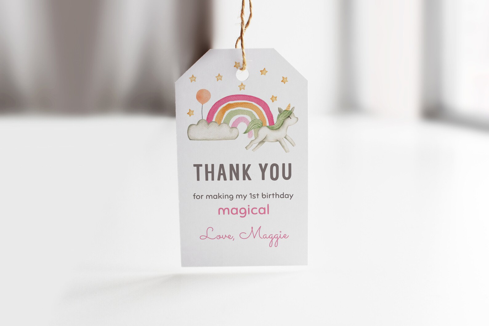 Editable Rainbow and Unicorn Favor Tag, Magical Birthday Thank You Gift ...