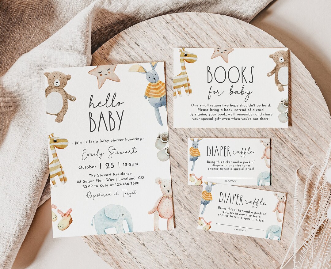 Gender Neutral Boho Baby Shower Invitation Bundle, Editable Gender ...