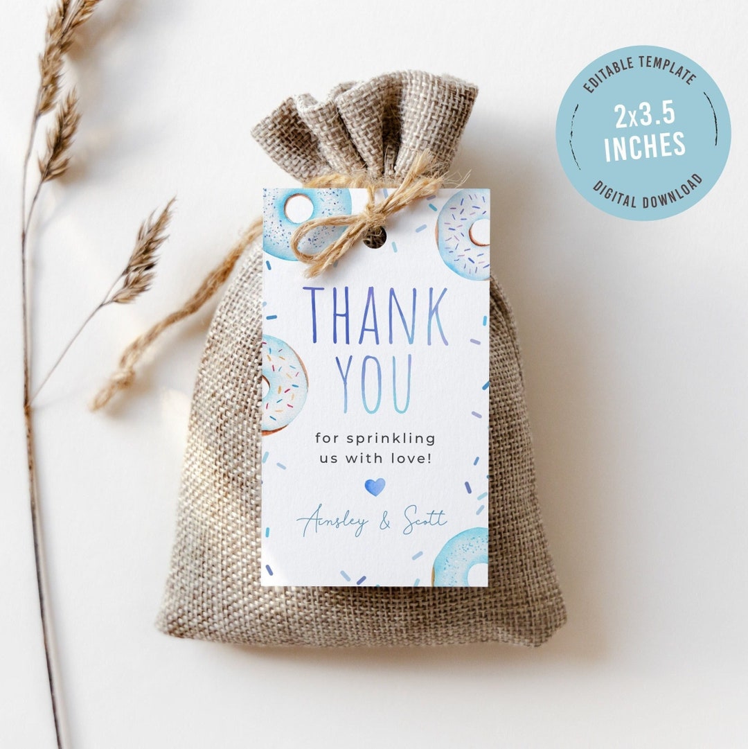 Sprinkle Thank You Gift Tag Template, Editable Boy Blue Sprinkles and ...