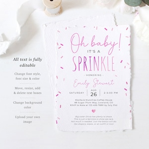 Editable Baby Shower Sprinkle Invitation Template, Girl Pink Sprinkled ...