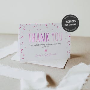 Editable Sprinkle Thank You Card, Girl Pink Sprinkles Baby Shower Thank ...