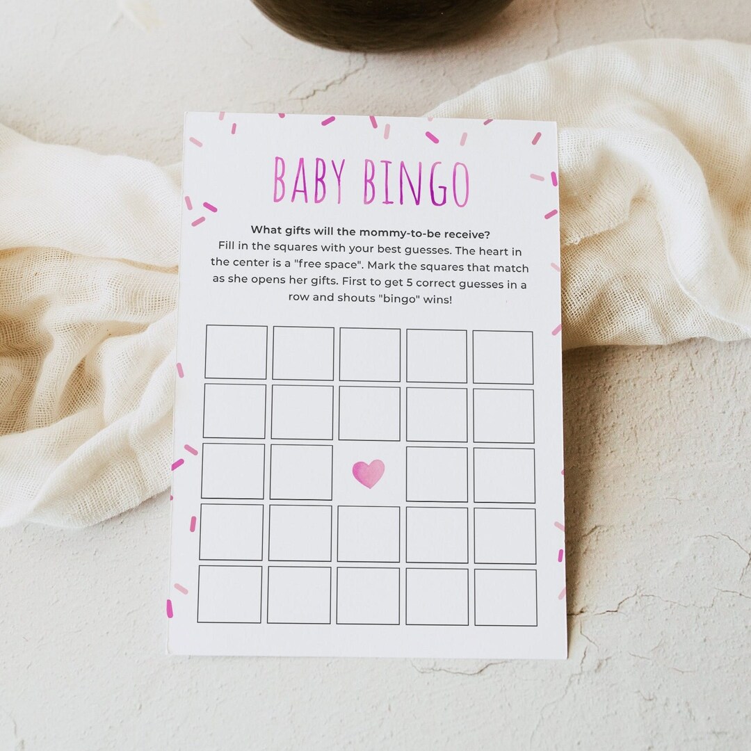 Sprinkle Baby Bingo Game Template, Editable Baby Sprinkles Bingo Card ...