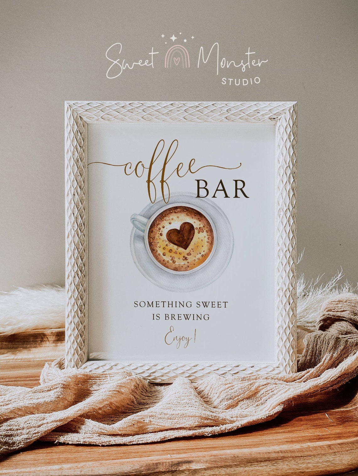 Something Sweet is Brewing Sign Bundle, 6 Baby Shower Signs, Coffee ...