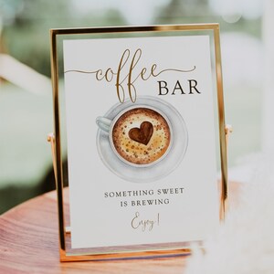 Editable Coffee Bar Sign, Something Sweet is Brewing Baby Shower Table ...