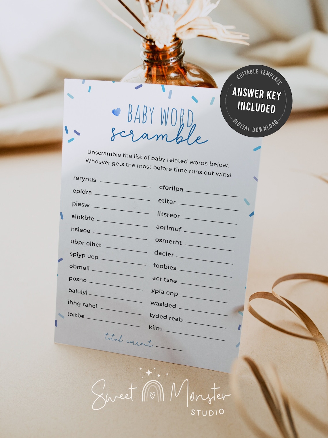 Sprinkle Baby Word Scramble Game With Answer Key, Editable Sprinkles ...