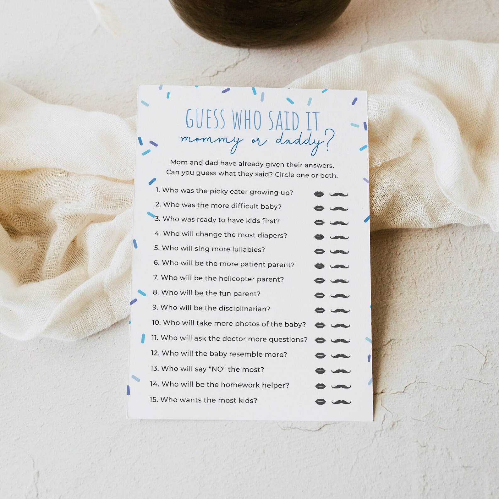 Sprinkle Guess Who Said It Game Template, Editable Boy Blue Sprinkles ...
