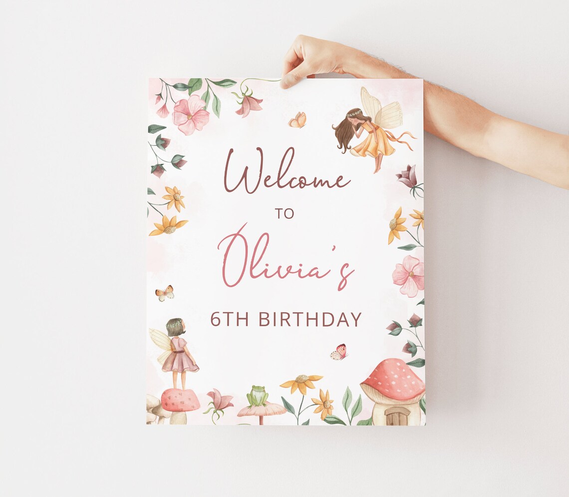 Fairy Birthday Welcome Sign, Editable Fairy Garden Sign, Magical Fairy ...