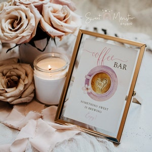 Editable Coffee Bar Sign Something Sweet is Brewing Pink Girl - Etsy