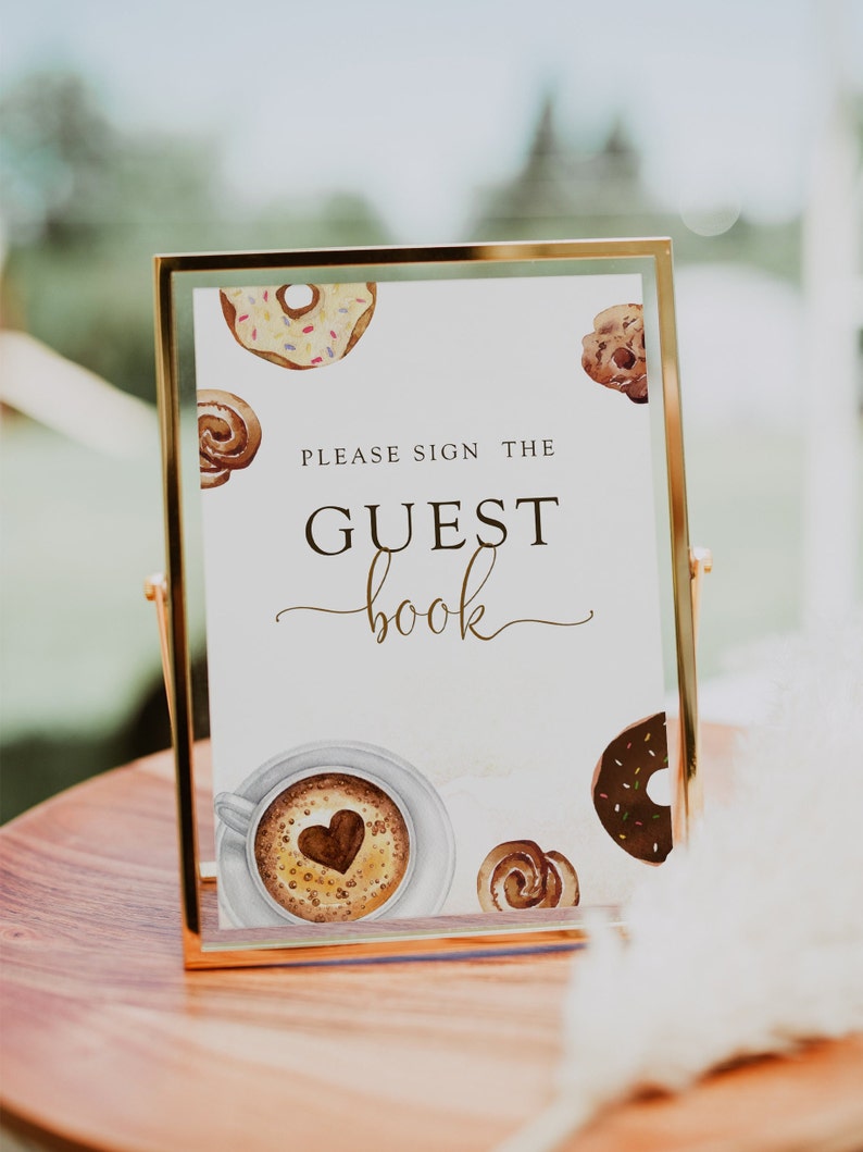 Editable Coffee Guestbook Sign, Something Sweet is Brewing Baby Shower ...