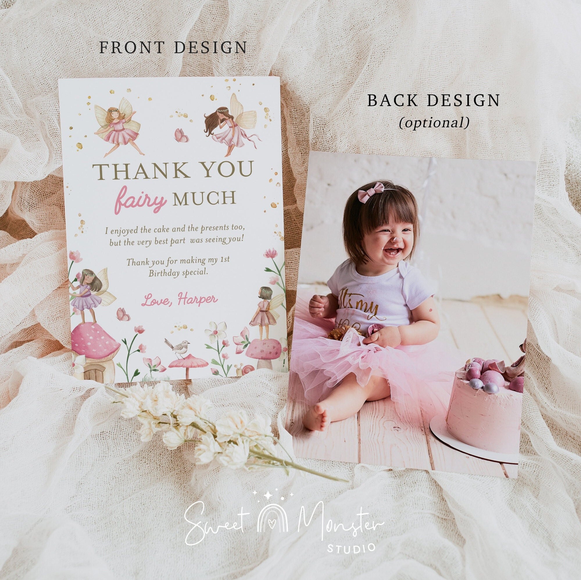 Editable Fairy First Birthday Thank You Card Magical Fairies - Etsy Canada