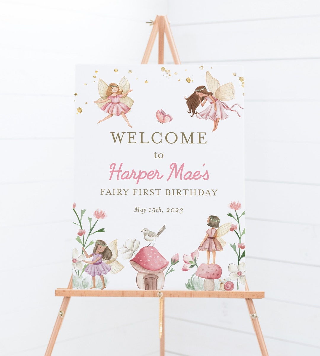 Fairy First Birthday Welcome Sign, Editable Fairy Garden Sign, Magical ...