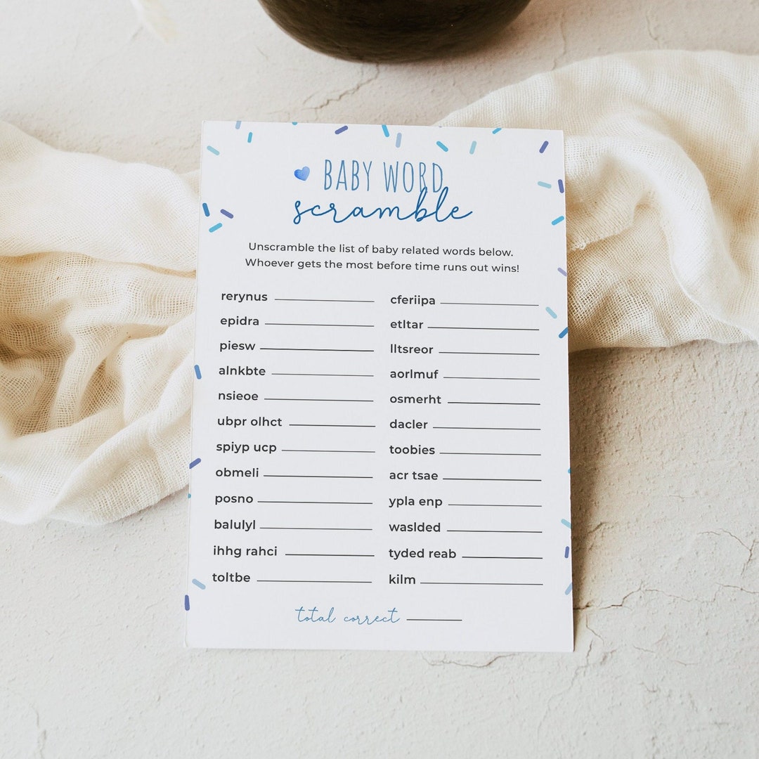 Sprinkle Baby Word Scramble Game With Answer Key, Editable Sprinkles ...