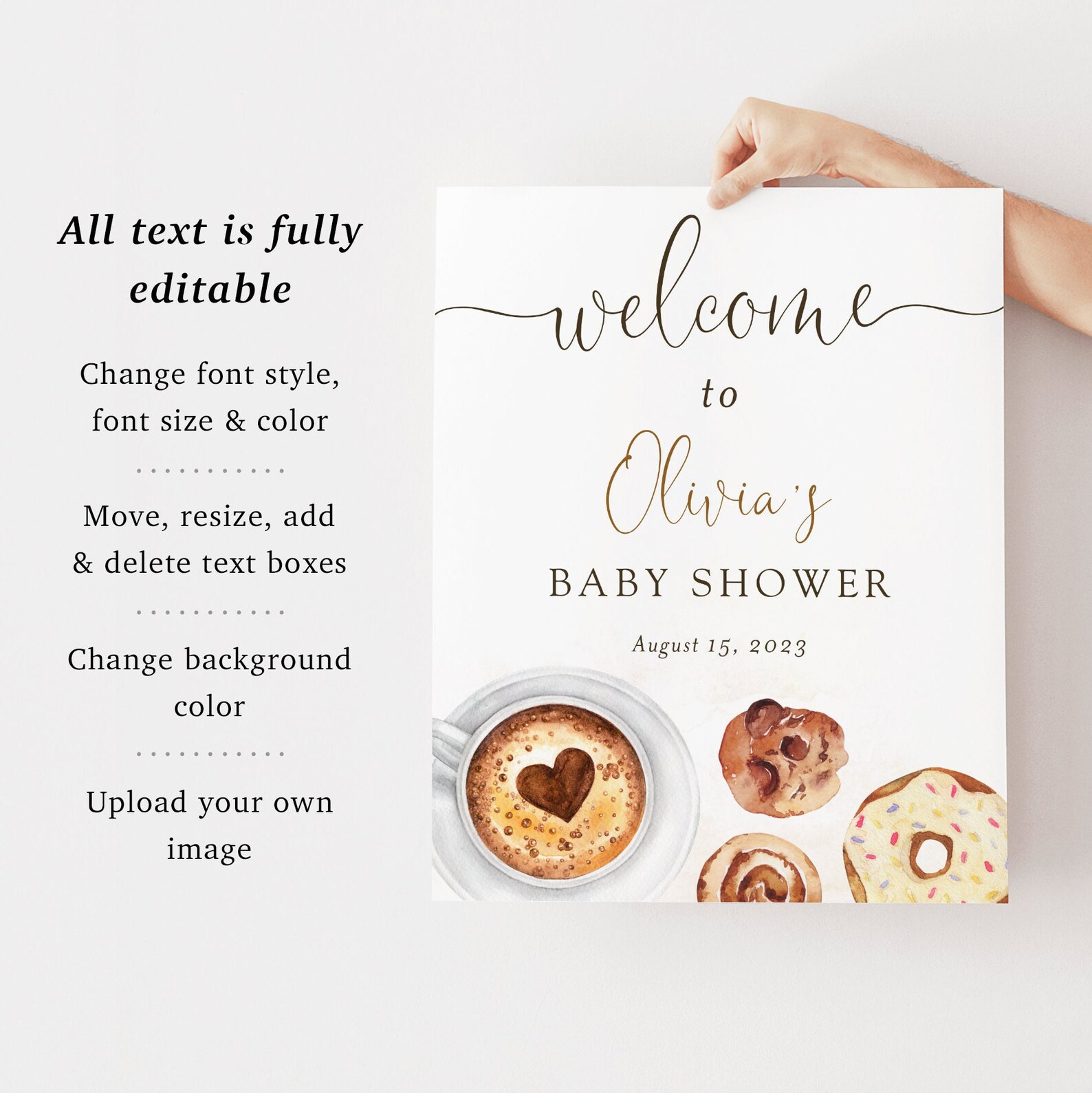 Editable Coffee Welcome Sign Something Sweet is Brewing Baby - Etsy