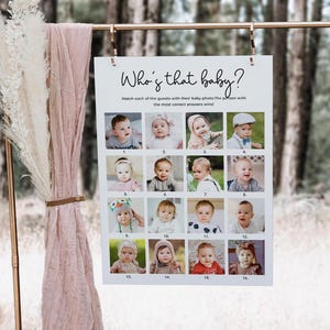 Who's That Baby Game, Minimalist Guess the Baby Photo Baby Shower Game ...