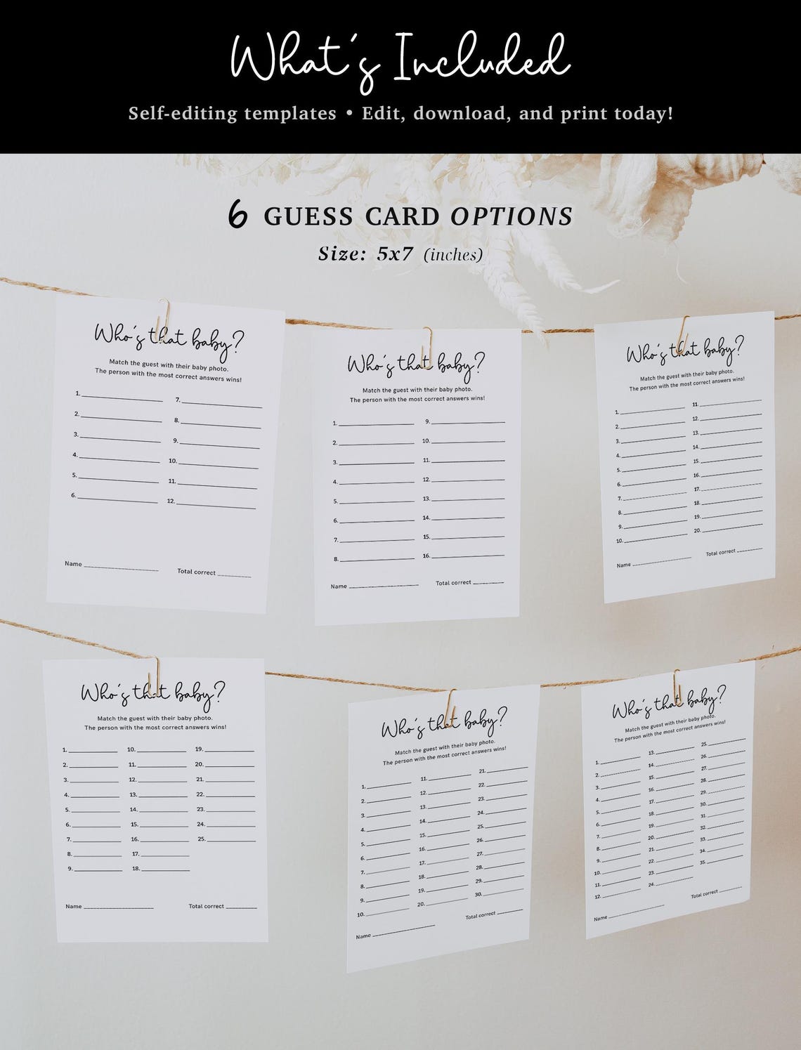 Who's That Baby Game, Minimalist Guess the Baby Photo Baby Shower Game ...