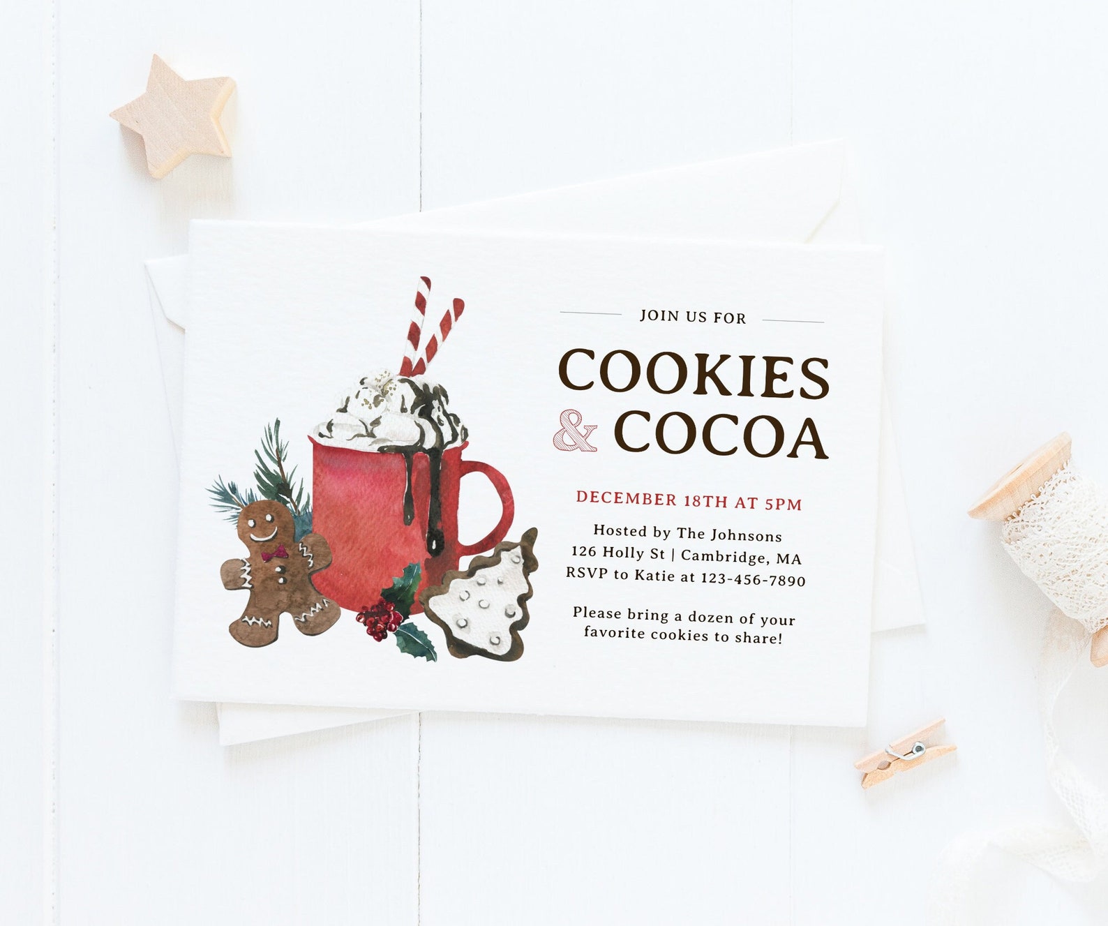 Christmas Cookies and Cocoa Party Invitation Holiday Hot - Etsy