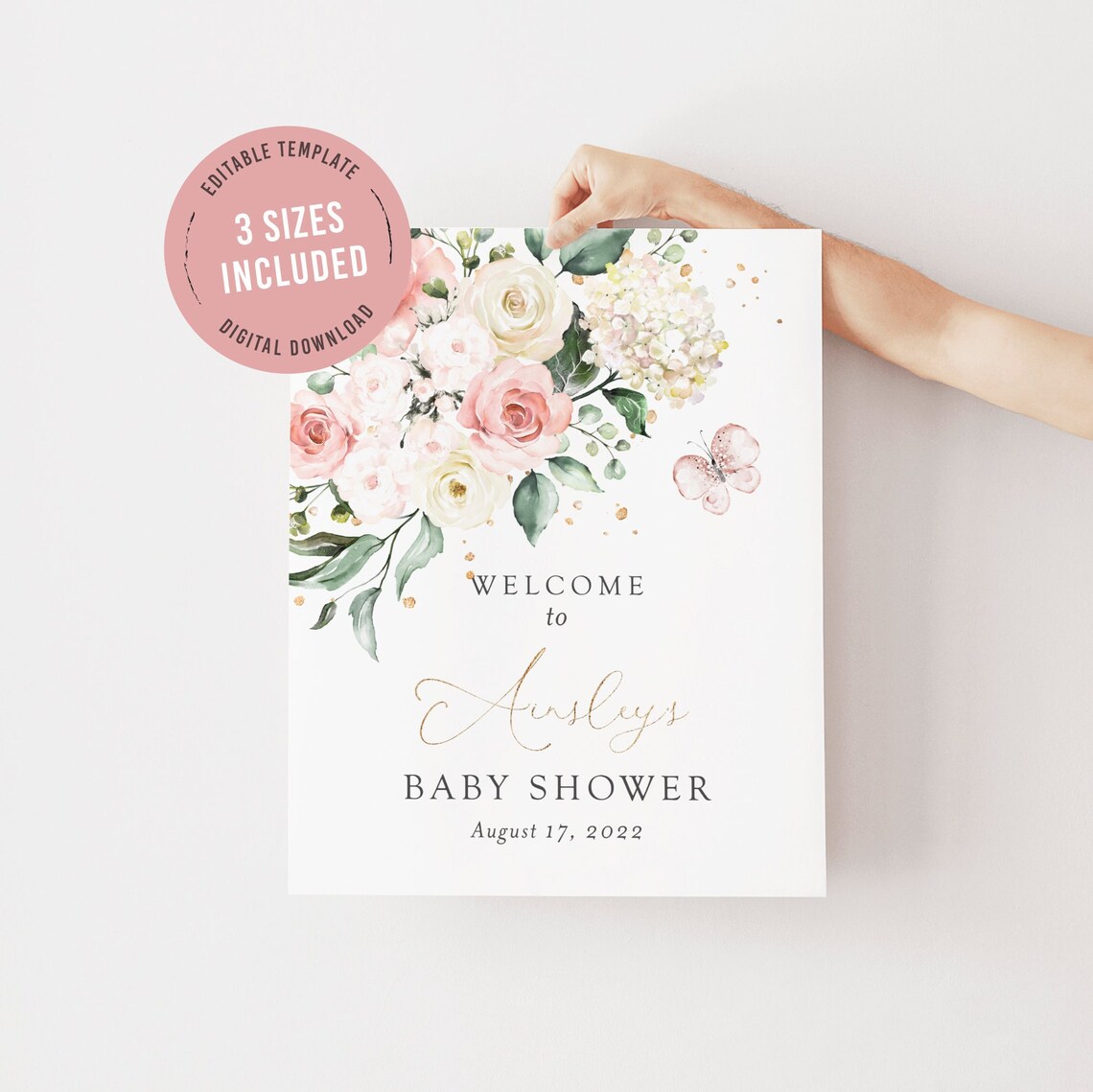 Baby in Bloom Baby Shower Welcome Sign Template Editable - Etsy