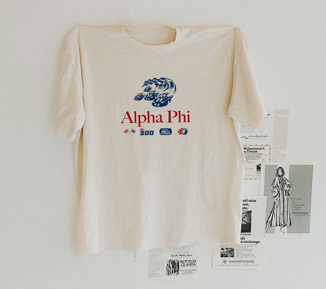 Alpha Phi Racing Comfort Colors Tee // Vintage Aesthetic Aphi, Alpha ...