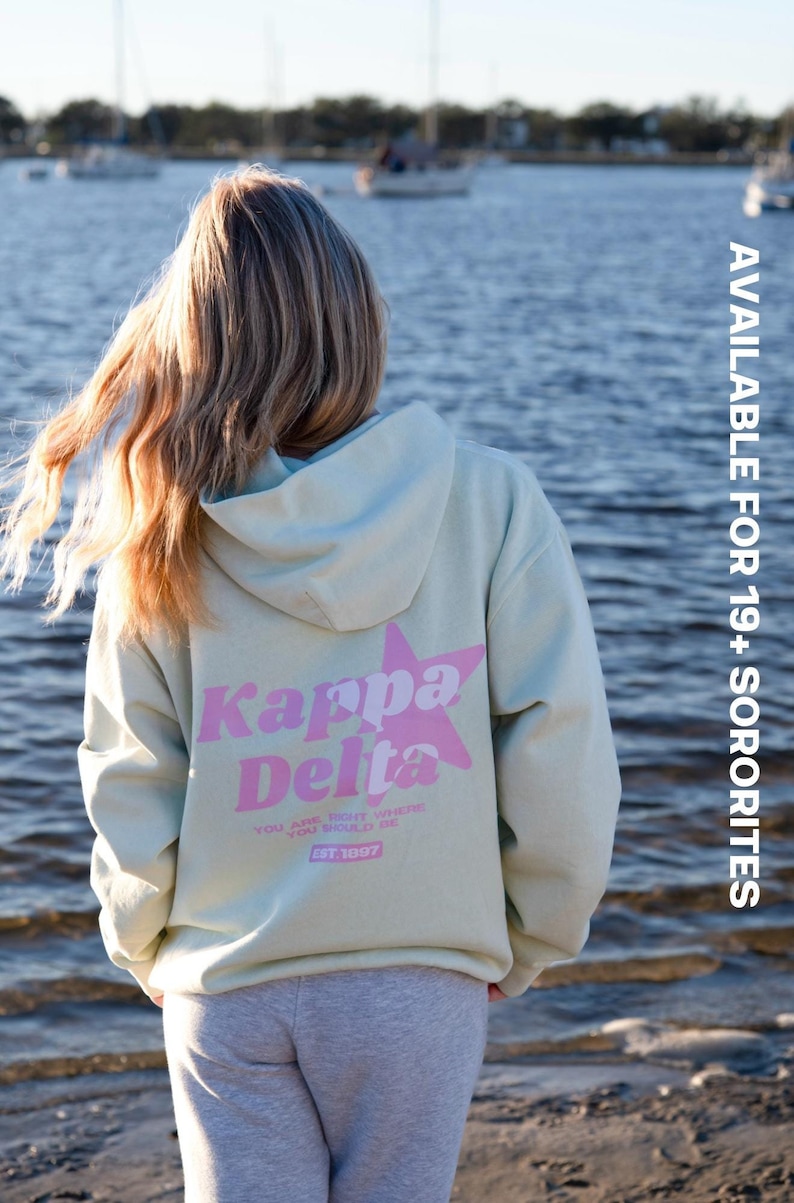 The Amelia Sorority Hoodie // Pistachio, Pink Star Sorority Hoodie ...