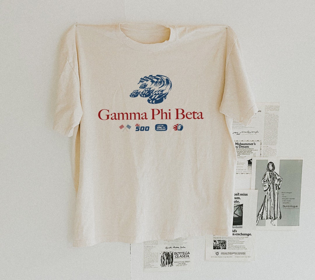 Gamma Phi Beta Racing Comfort Colors Tee // Vintage Aesthetic Gphi ...