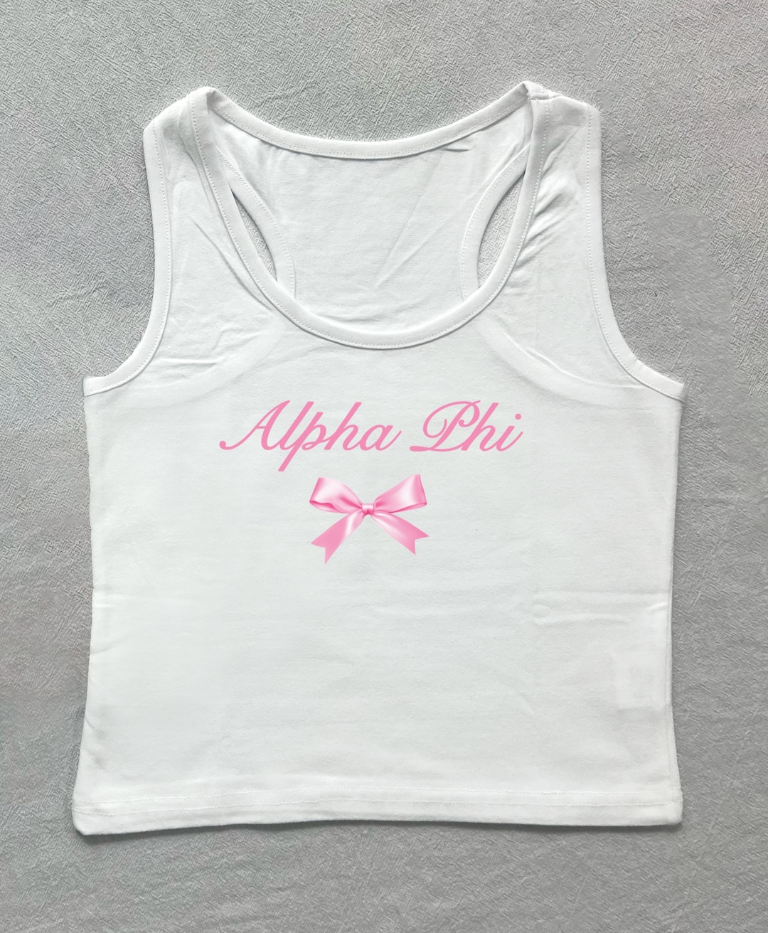 Alpha Phi Bow Crop Tank // Alpha Phi, Aphi Bid Day, Big Little Shirt // Tied Together With a Bow ...