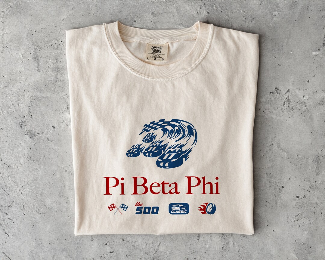 Pi Beta Phi Racing Comfort Colors Tee // Vintage Aesthetic Pi Phi Shirt ...