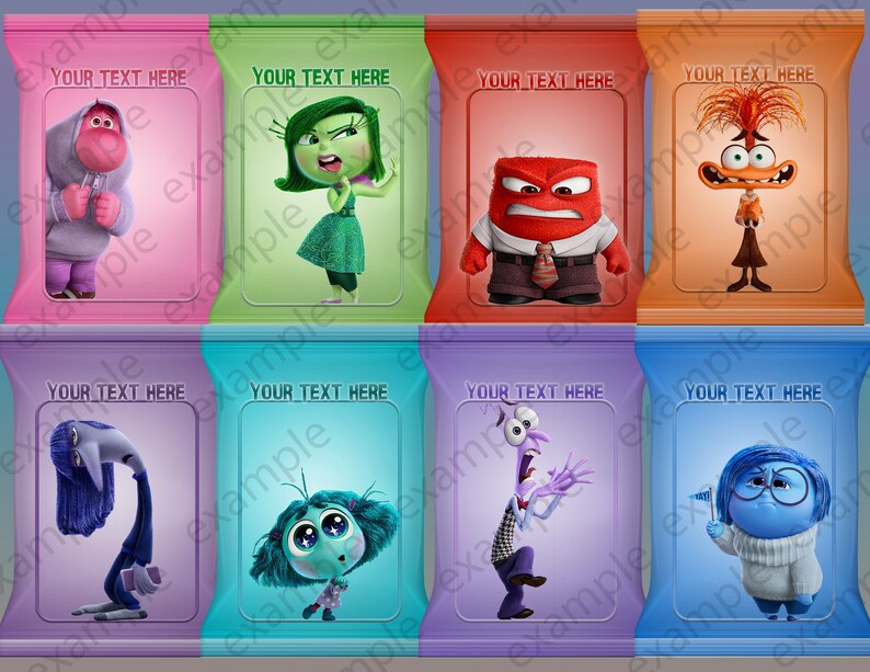 Inside Out Chip Bags and Water Bottle Labels for Kids Birthday Parties ...