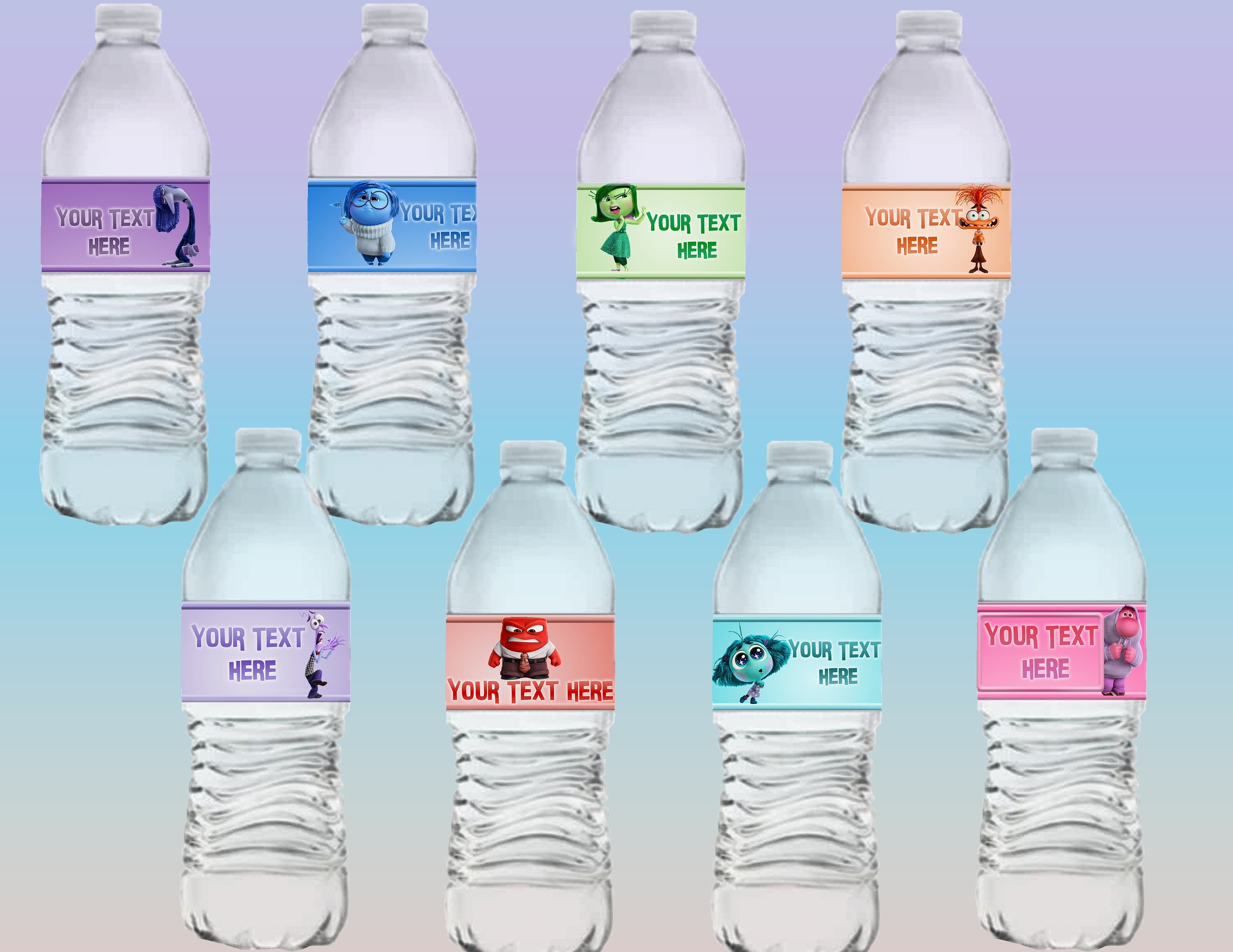 Inside Out Chip Bags and Water Bottle Labels for Kids Birthday Parties ...