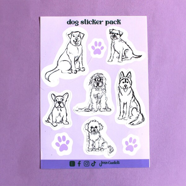 Dog Line Stickers - Etsy
