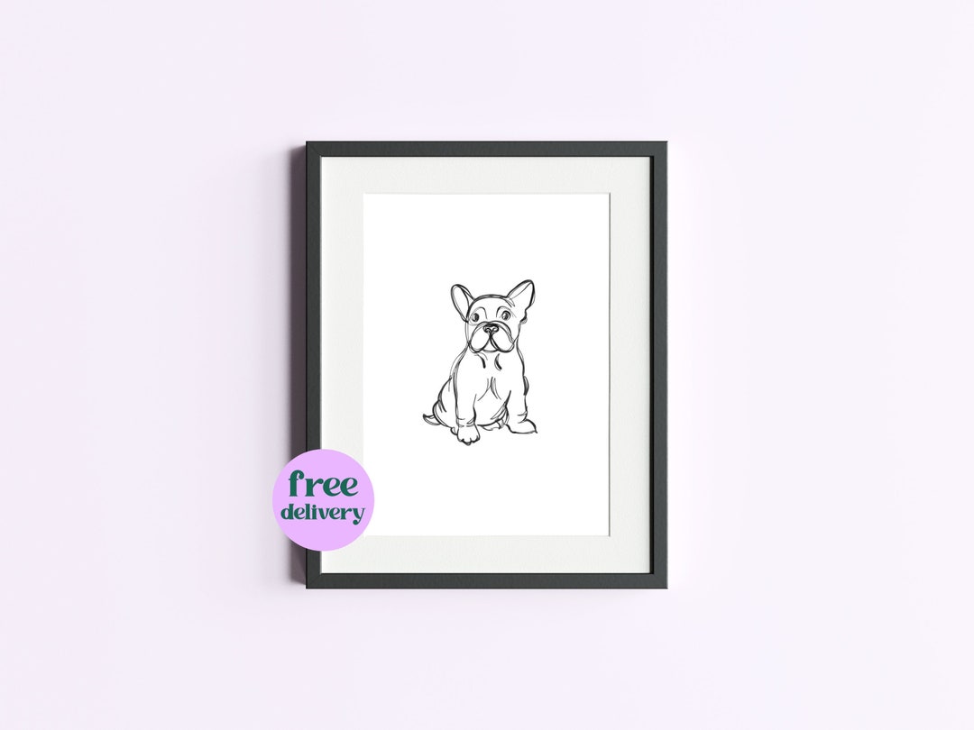 French Bulldog Line Art Print in Sizes A3-A6, 5x7, 8x8, 8x10 & 11x14 ...