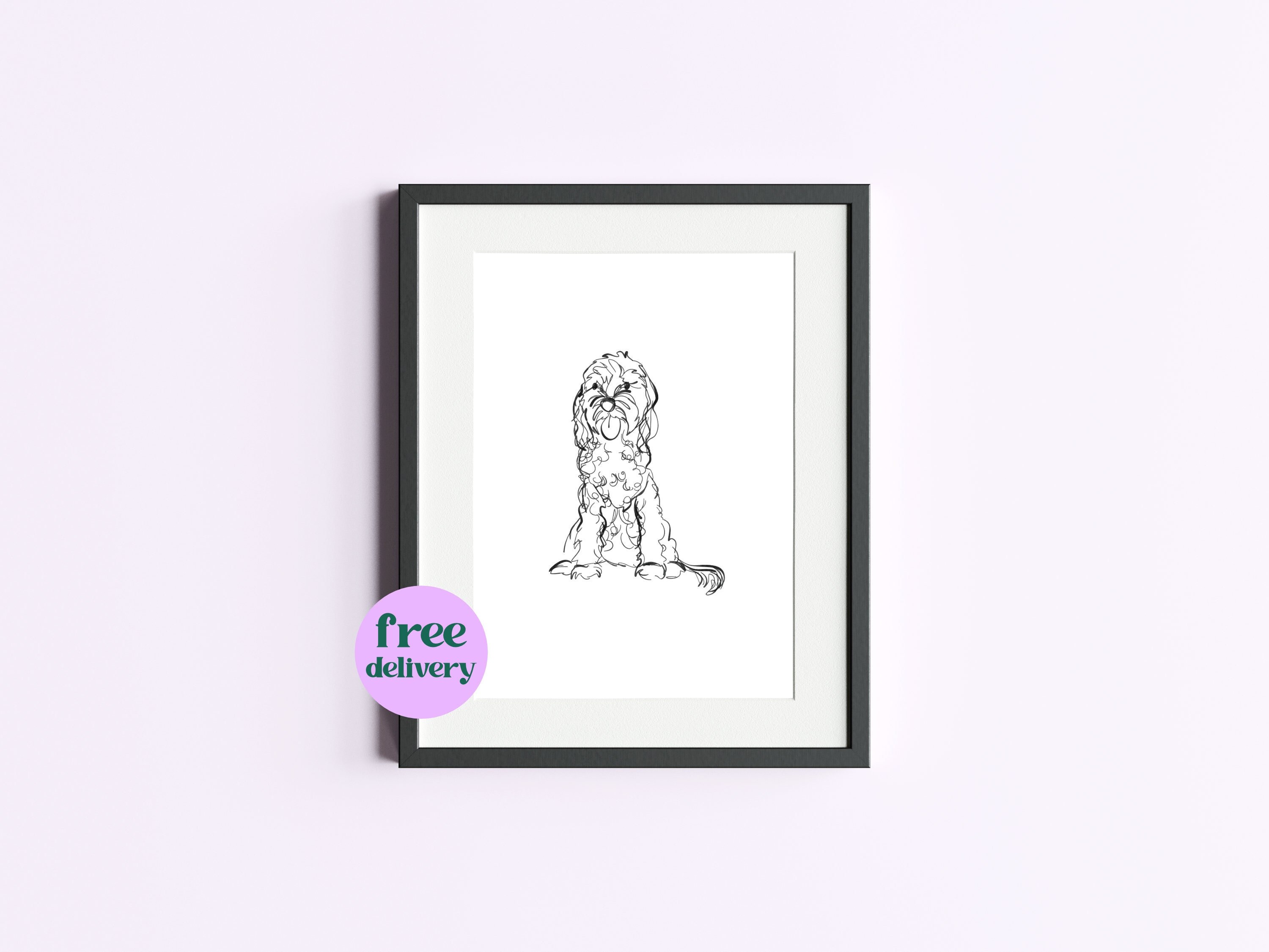 Cockapoo Line Art Print in A3-A6, 5x7, 8x8, 8x10 & 11x14 Cockapoo Gift ...