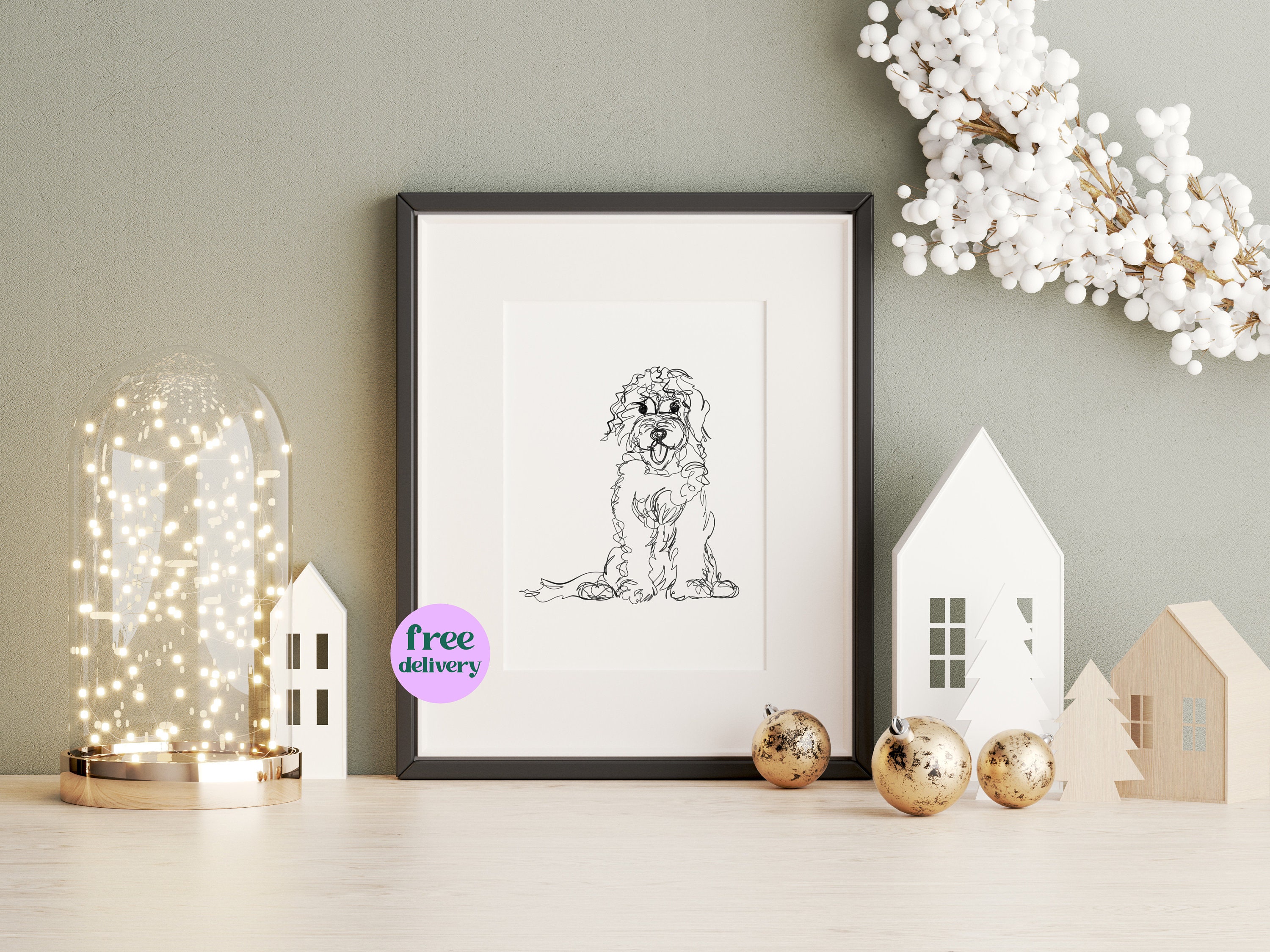 Labradoodle Line Art Print A3-A6, 5x7, 8x10, Square & 11x14labradoodle ...