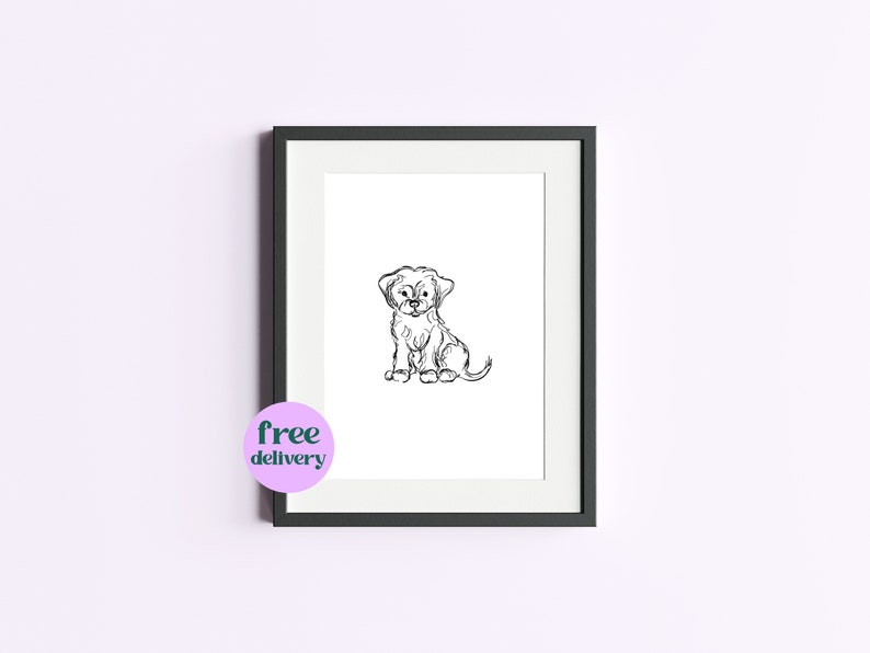 Cavapoo Line Art Print in Sizes A3-A6, 5x7, 8x8, 8x10 & 11x14 Minimal ...