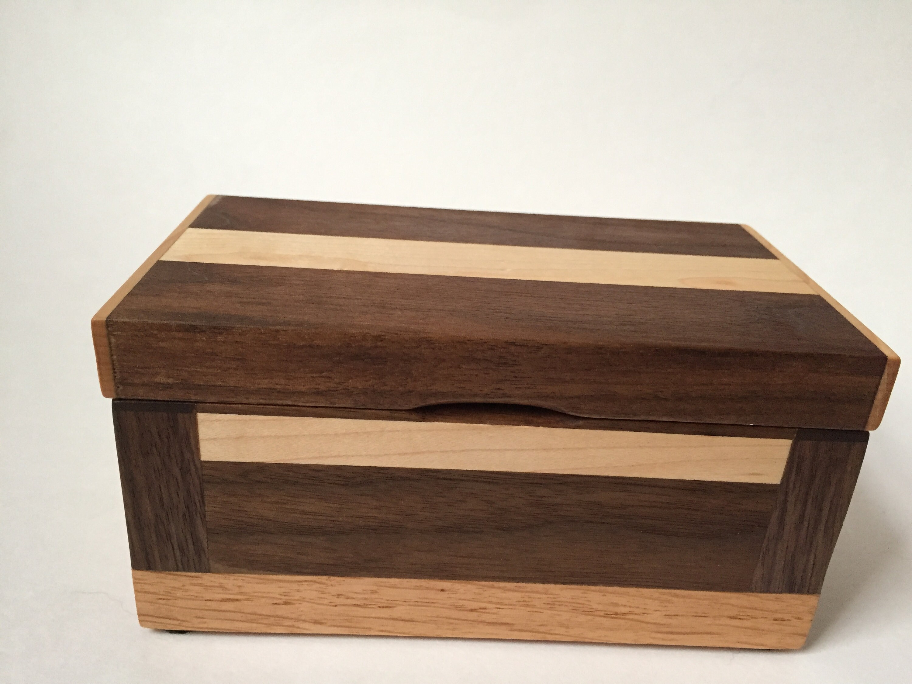 Handcrafted Wood Box Made From Walnut, Maple and Oak With Horizontal ...