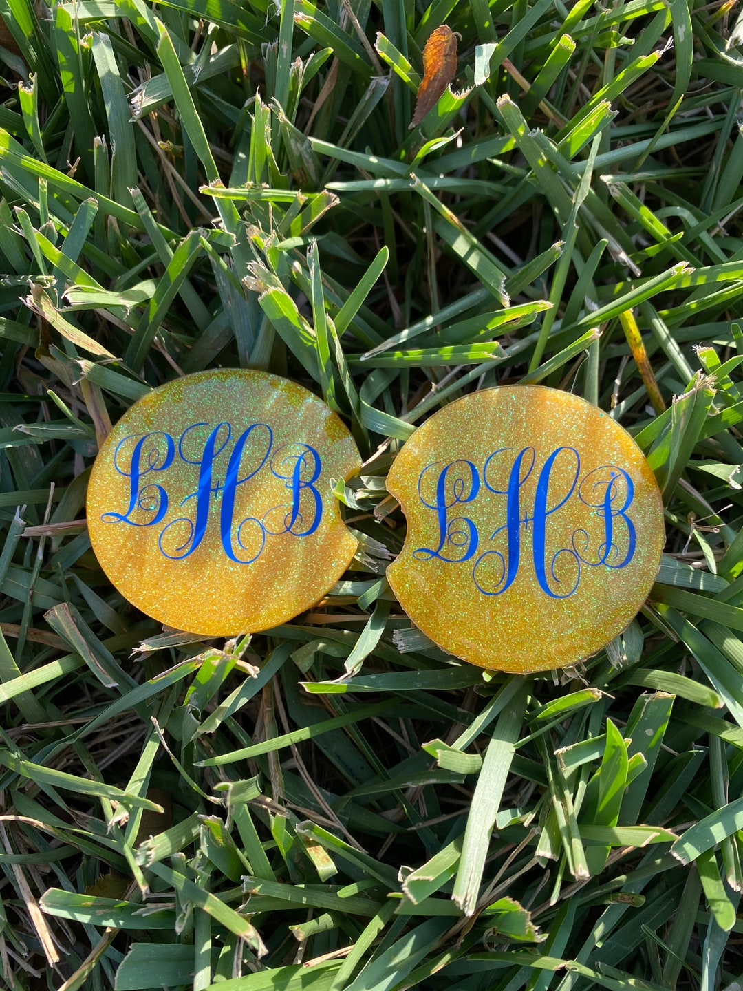 Glitter Car Coasters Monogrammed Car Coasters Monogram Coasters Custom ...