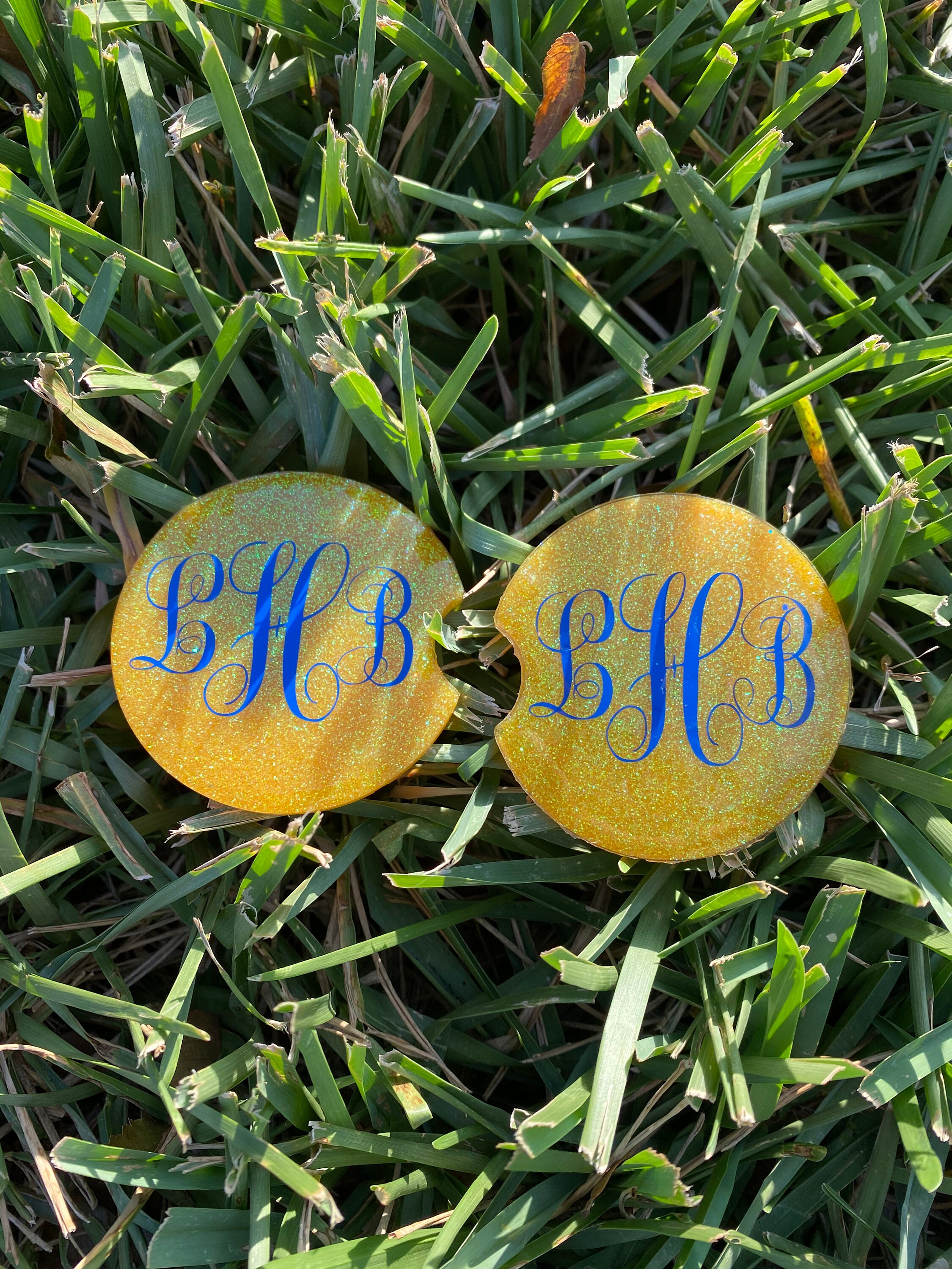 Glitter Car Coasters Monogrammed Car Coasters Monogram Coasters Custom ...